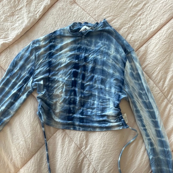Princess Polly | Tops | Princess Polly Blue Tie Dye Open Back High Neck ...
